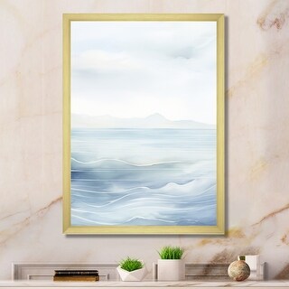 Designart "White Grey Line Art Serene Seascapes I" Line Art Framed Canvas Print - Bed Bath ...